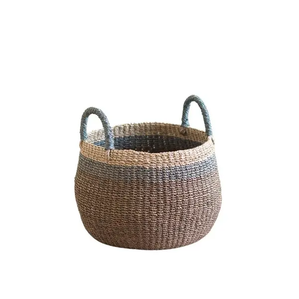 Likhâ Neutrals Tabletop Bulge Basket With Handle Catch-all Basket - Brown