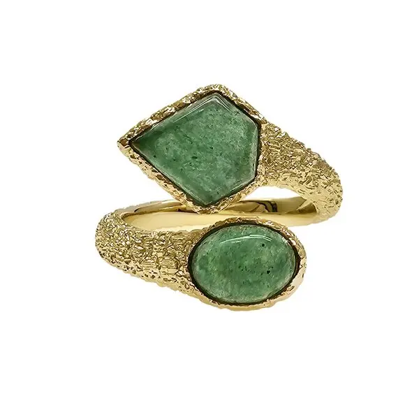 FARRA Agate Open Ring - Green