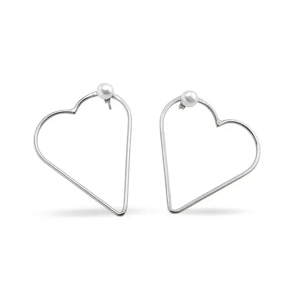 SILVER MOON Heart In Light Sterling Earrings - Silver