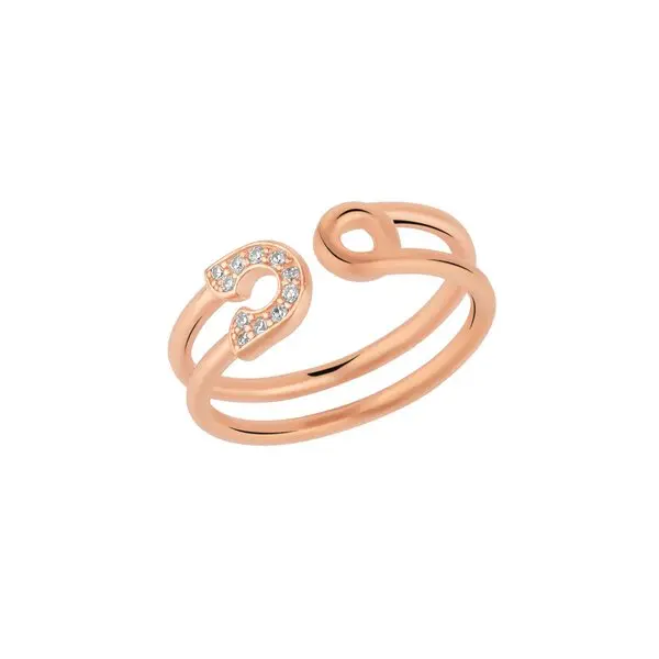 SPERO LONDON Sterling Silver Pave Jewelled Safety Pin Ring - Rose Gold