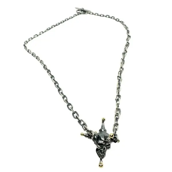 TG-JEWELLERY BY TAMARA GERVASIO Punk Skull Sterling Silver And Brass Ball Necklace - Silver/gold/black