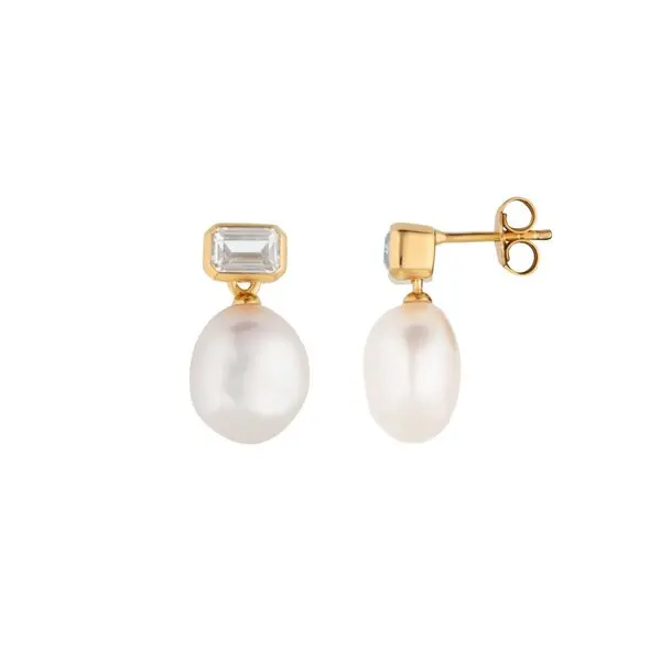 LULU B LONDON Pearl Drop Stud Earrings - White