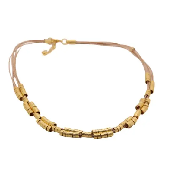 NART NATURE MAKING ART Pleated Buriti Necklace - Gold