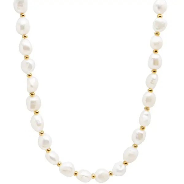 NIALAYA JEWELRY White Baroque Pearl Choker - White/gold