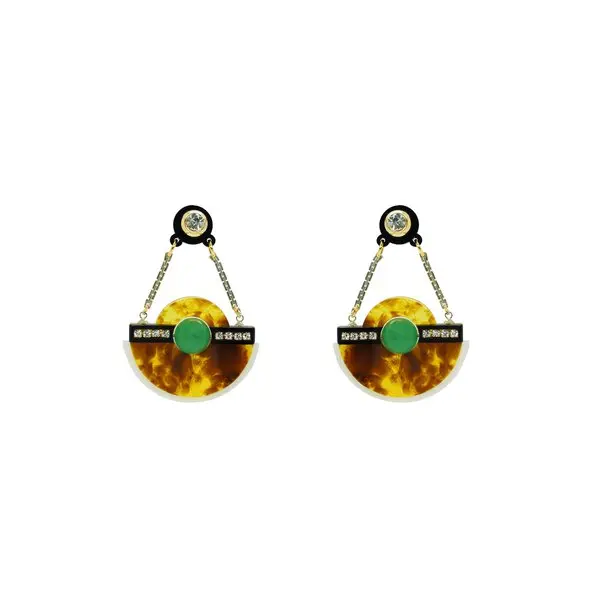 GISSA BICALHO Handmade Acrylic Pendant Earrings - Green