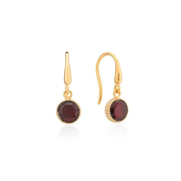 AUREE JEWELLERY Barcelona Garnet Hook Earrings - Red/gold