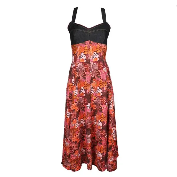 LALIPOP DESIGN Hibiscus Floral-print Midi Dress - Black