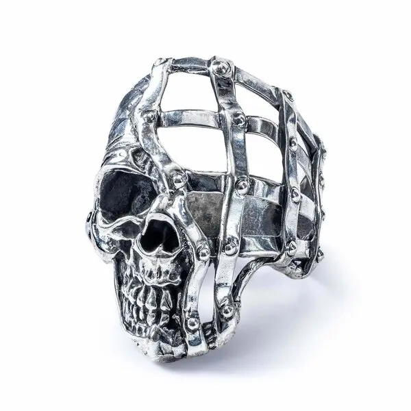 GERMAN KABIRSKI Oxidized Sterling Skull Ring - Silver
