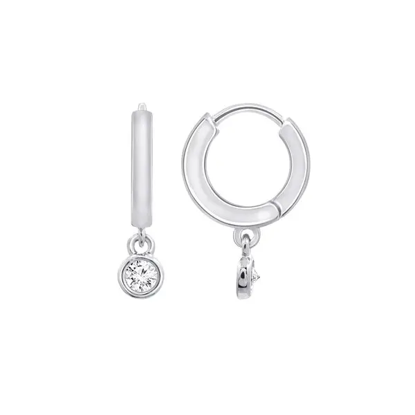 DIAMONBLISS Bezel Set Dangle Hoop Earrings - White