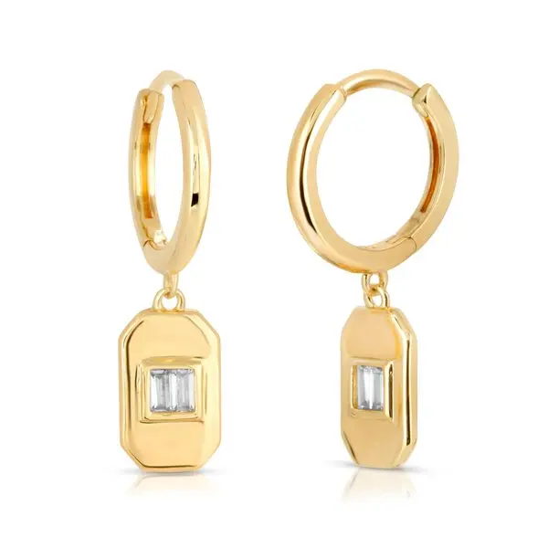 GLAMROCKS JEWELRY Dangle Huggie Earrings - Gold