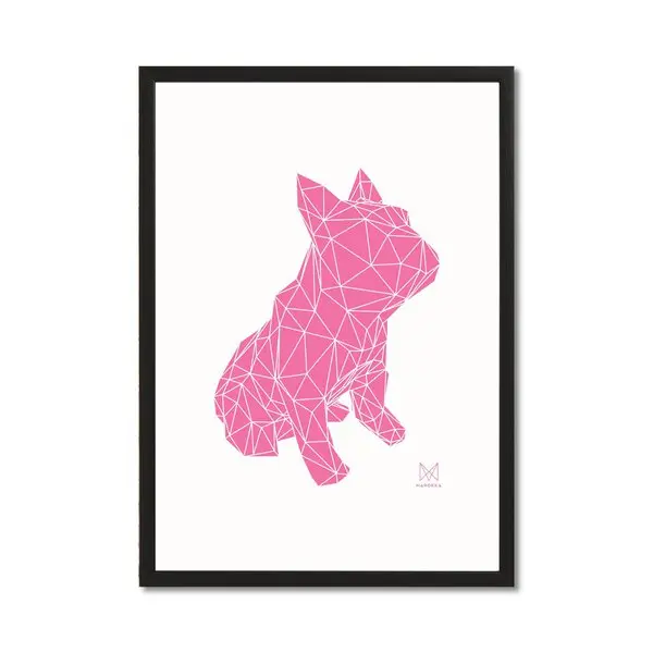 MAROKKA DESIGN French Bulldog Geometric Print Frank On White - Pink