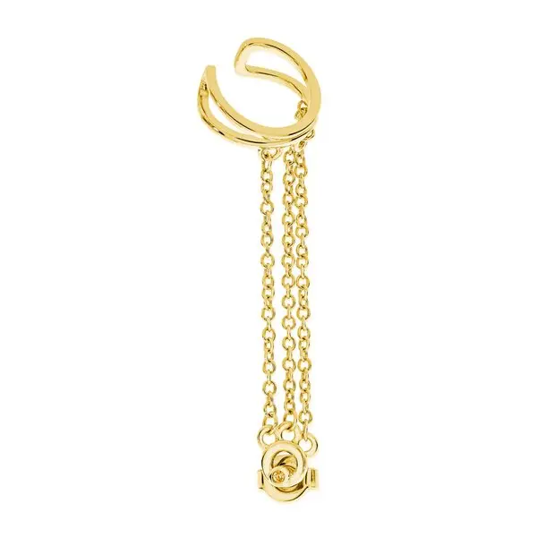 LUCY QUARTERMAINE Art Deco Cuff And Stud With Chain In Vermeil - Gold