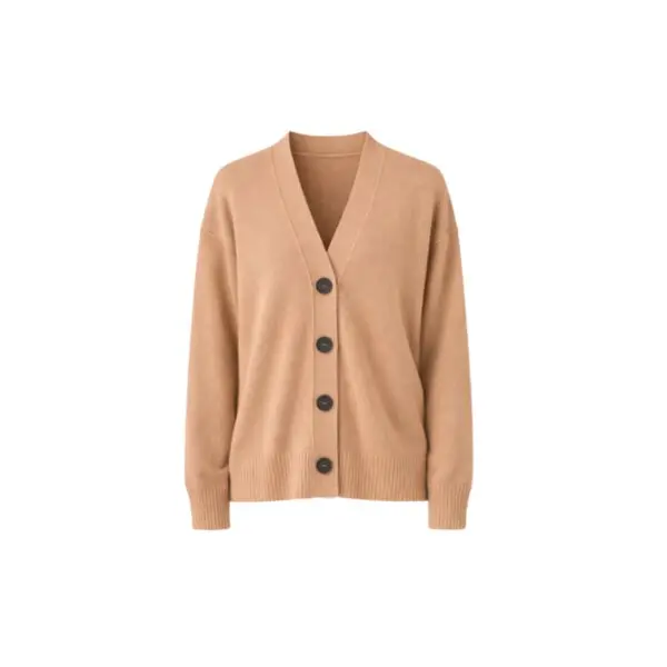 NUVV COLLECTION Button Front Long Sleeve Fine Wool Cardigan