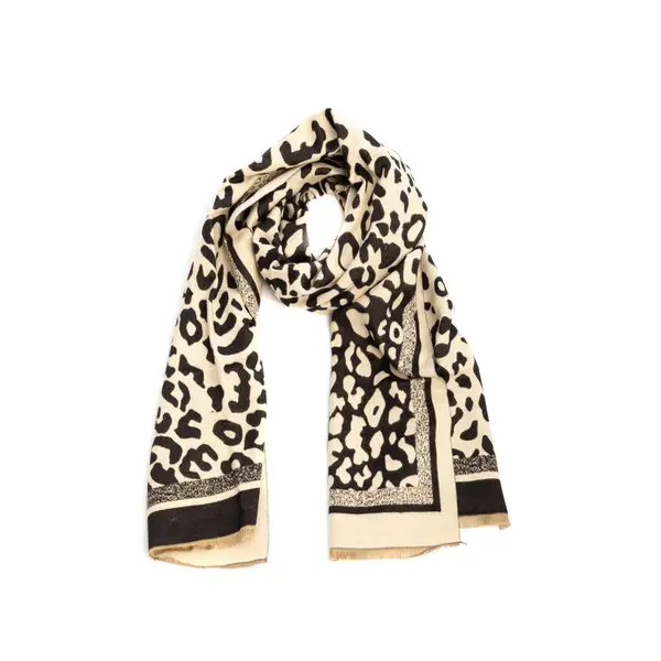 Saachi Two Tone Leopard Reversible Scarf - Black
