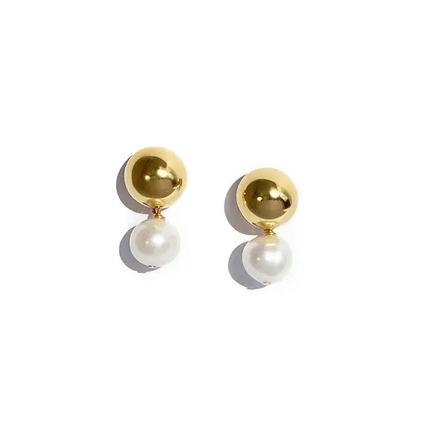 BIKO Pearl Stud Earrings - Gold