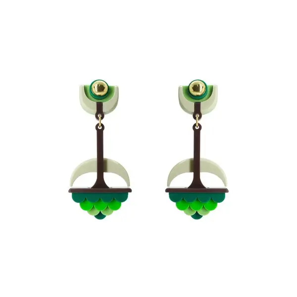 GISSA BICALHO Filianto Acrylic Dangle Earrings - Green