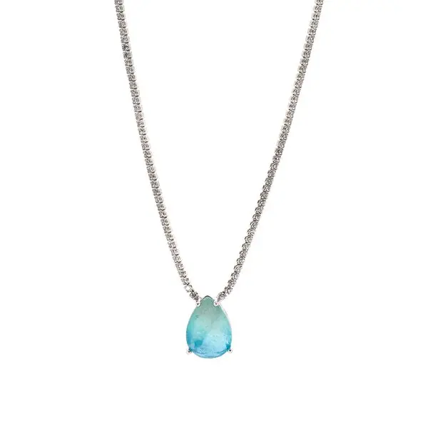 EBRU JEWELRY Paraiba Tourmaline Teardrop Pendant Necklace - Blue/silver