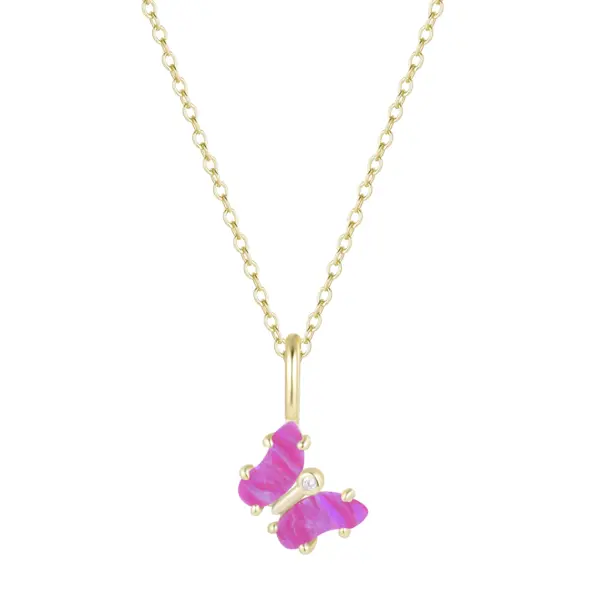 KAMARIA Butterfly Charm Necklace - Pink
