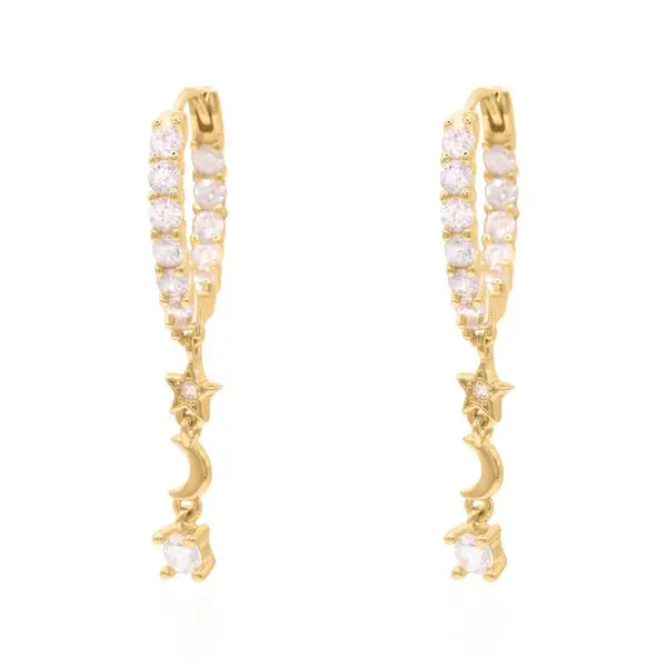 LUNA CHARLES Ceyla Moon & Star Drop Hoop Earrings - Gold