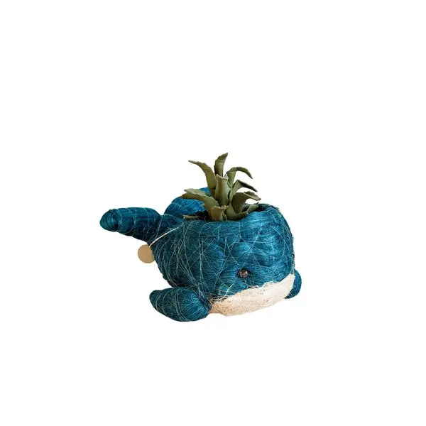 Likhâ Baby Whale Coco Coir Planter Sustainable Home Accent - Blue