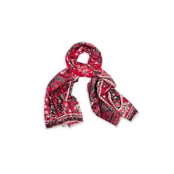 Saachi Paisley Motif Reversible Scarf - Red