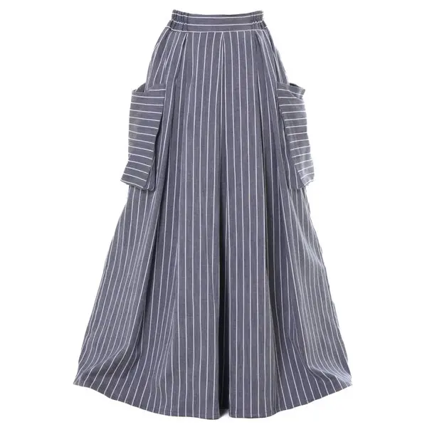 METAMORPHOZA Maxi Striped Denim Skirt