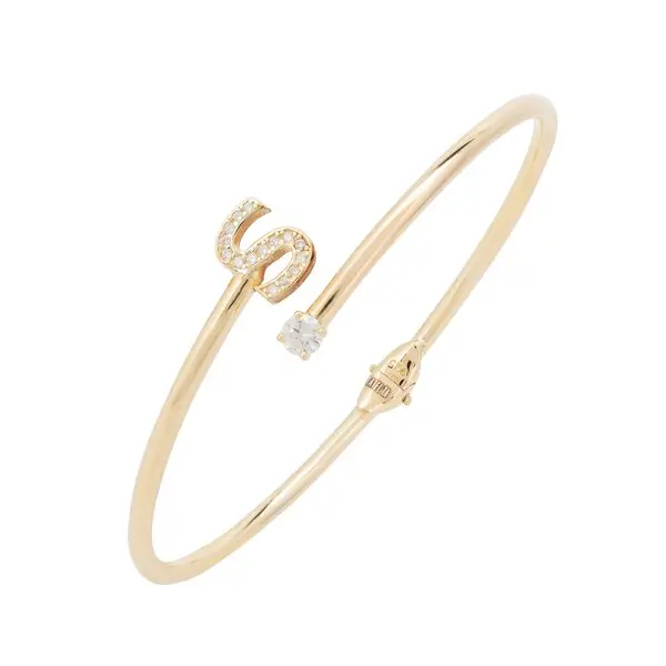 LATELITA Initial Bangle Bracelet - Gold/white