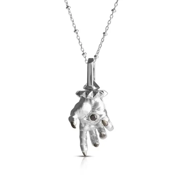 KASUN LONDON Hand Of The Protector Pendant Black Diamond - Silver