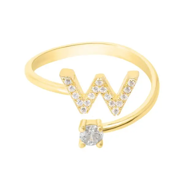 LATELITA Initial Ring With Zirconia - White/gold