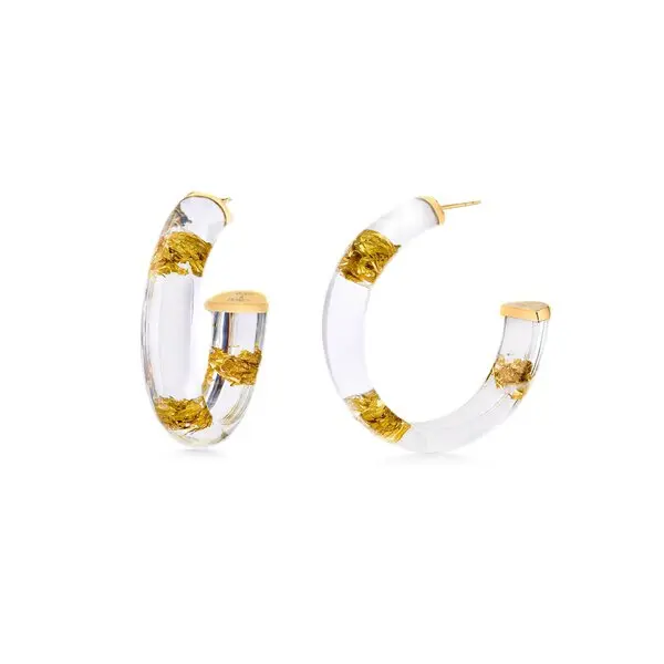 GOLD & HONEY Leaf Hoop Earrings - Gold