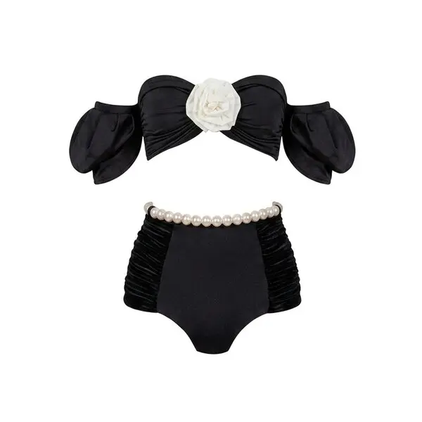 NUR KARAATA Porto Pearl Bikini Set - Black