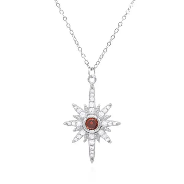 LUNA CHARLES Heidi North Star Birthstone Necklace - Silver