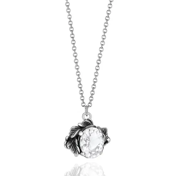 UNALOE Coleus Ovalis Sterling Silver Necklace With Zirconia - Silver/white