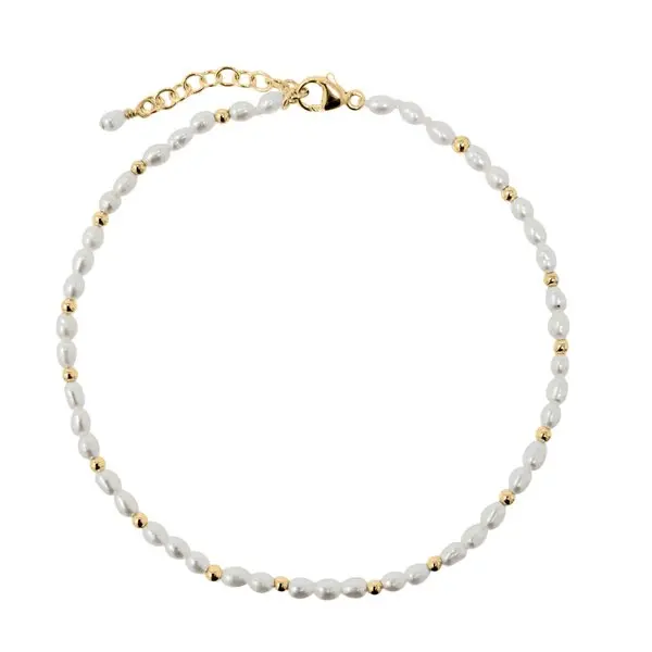 KIRI & BELLE Lexi Beaded Pearl Anklet - Gold