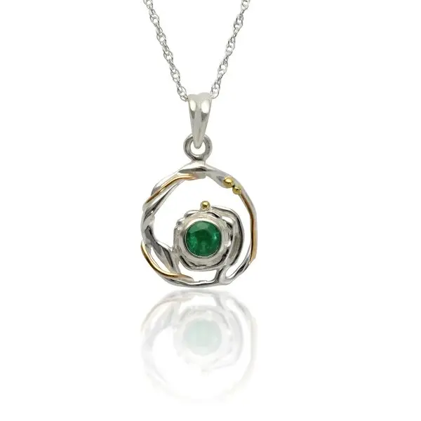 ISLA SILVER Emerald Pendant Necklace - Green/silver