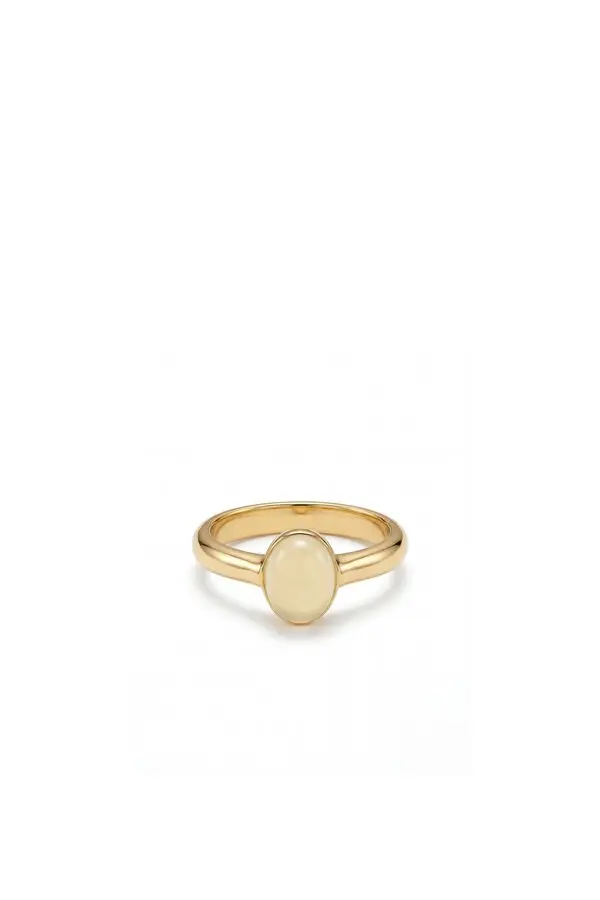 SEREE Halo Chalcedony Cabochon Ring - White
