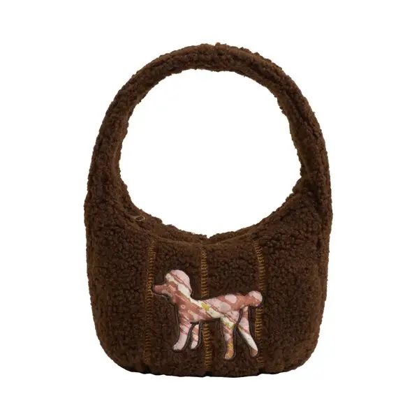 LOST PATTERN Pan Pan Half Moon Shearling Bag - Brown