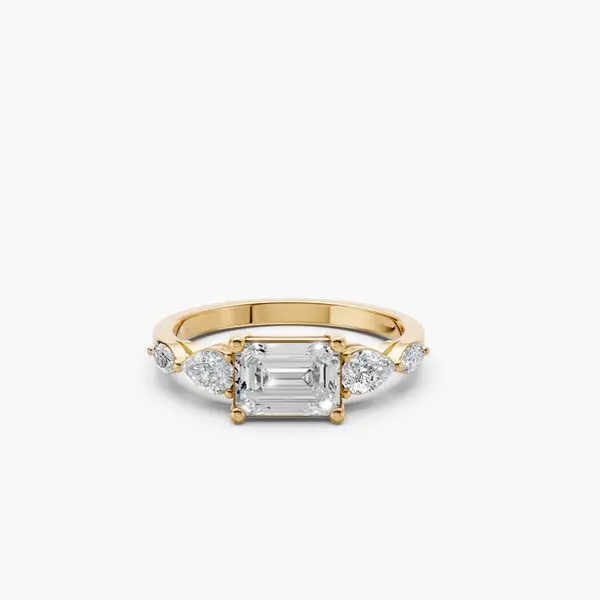 AYA FINE JEWELRY 1.56 Ctw Emerald Cut & Pear Lab Grown Diamond Engagement Ring In 10k Gold - Yellow