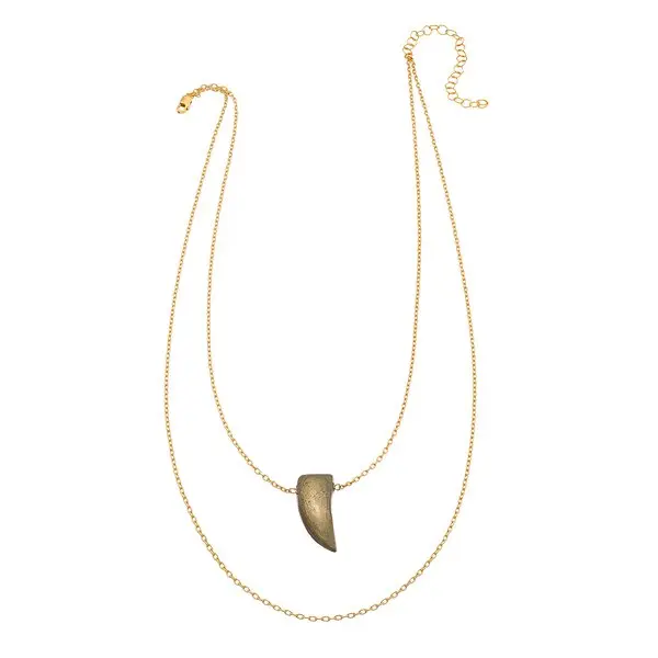 HEATHER HAWKINS Gemstone Horn Drape Necklace - Gold