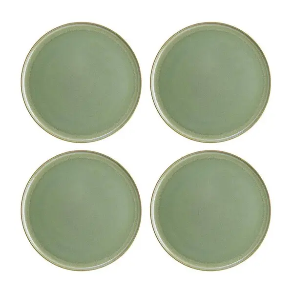 Turgla Home Sage Round Porcelain Side Plates, Set Of Four - Green
