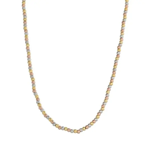 SPERO LONDON Sterling Silver Tri-color Beaded Necklace - Gold/rose Gold/silver