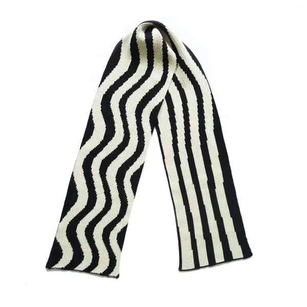 CCY CURRENCY Neutrals Striped Scarf Popcorn - Black