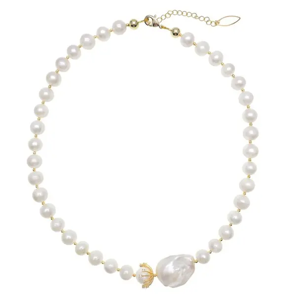 FARRA Freshwater And Baroque Pearl Necklace - White
