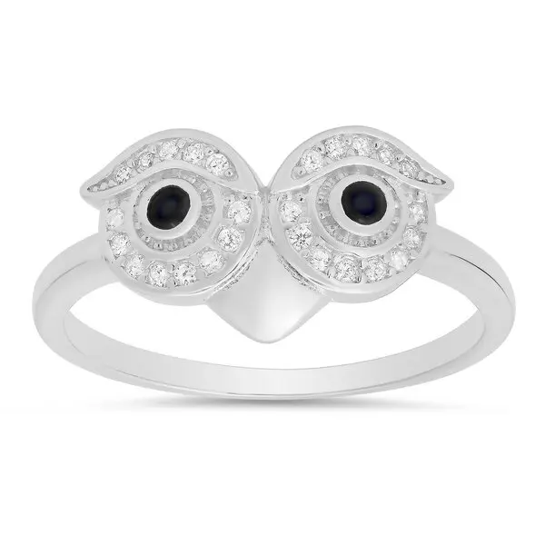 KYLIE HARPER Sterling Owl Band Ring With Cubic Zirconia - Silver