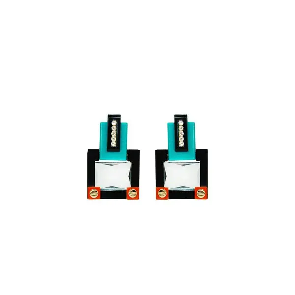 GISSA BICALHO Rectangular Acrylic Stone Earrings - Blue