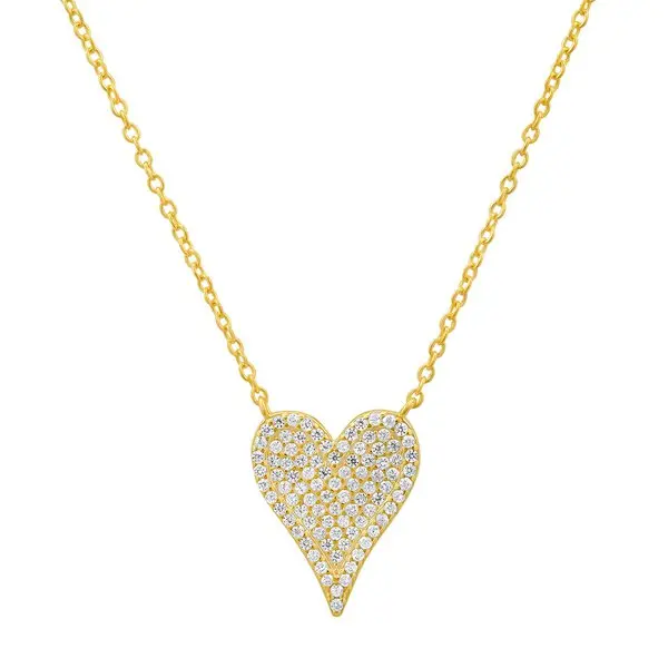 KYLIE HARPER Elongated Diamond Cz Heart Pendant Necklace - Gold