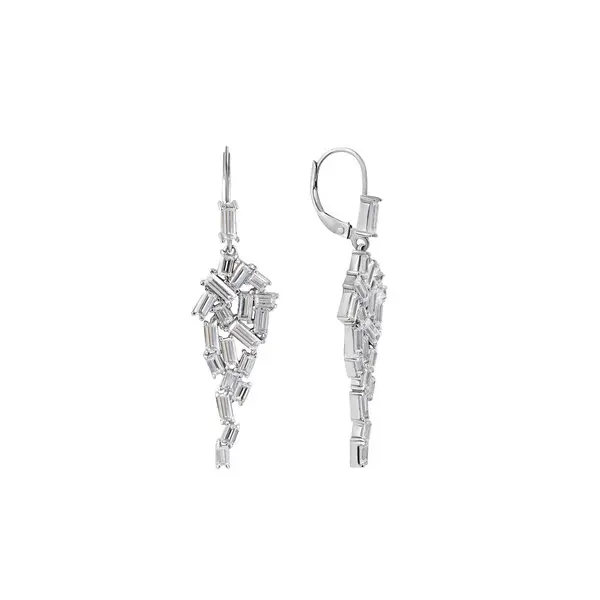 DIAMONBLISS Marilyn Monroe Baguette Drop Earrings - White