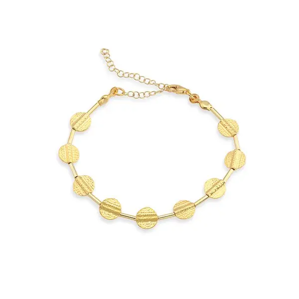 THE PHEIA Textured Disc Adjustable Bracelet - Gold