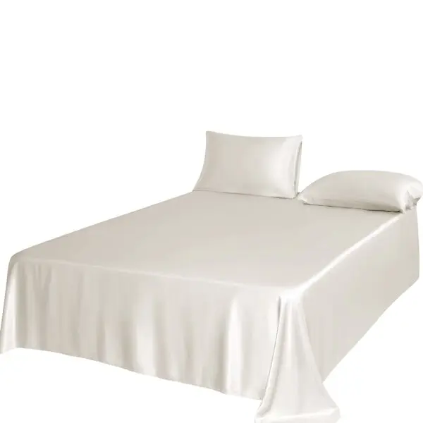 SOFT STROKES SILK Pure Mulberry Silk Seamless Flat Sheet Queen Ivory - White