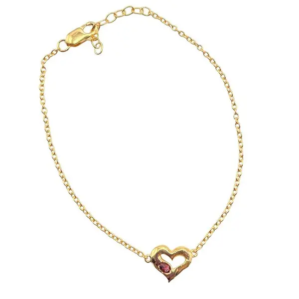 AMY DELSON JEWELRY Valentina Garnet Heart Bracelet - Gold/red